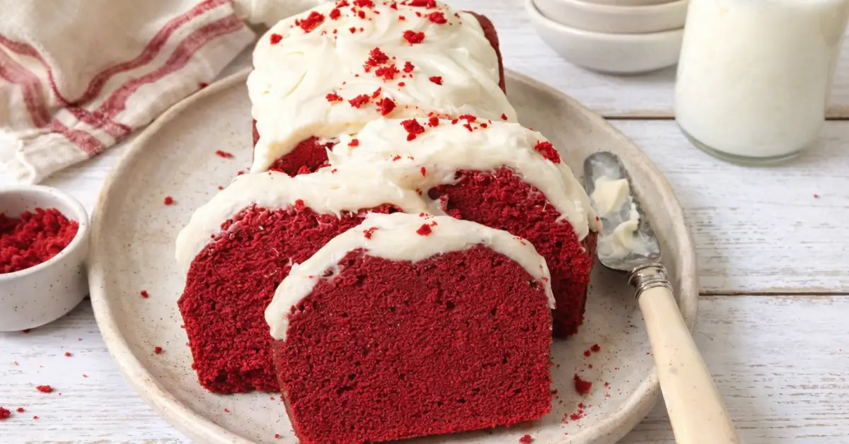 Red Velvet Loaf Cake with Cream Cheese Frosting Recipe - TRC