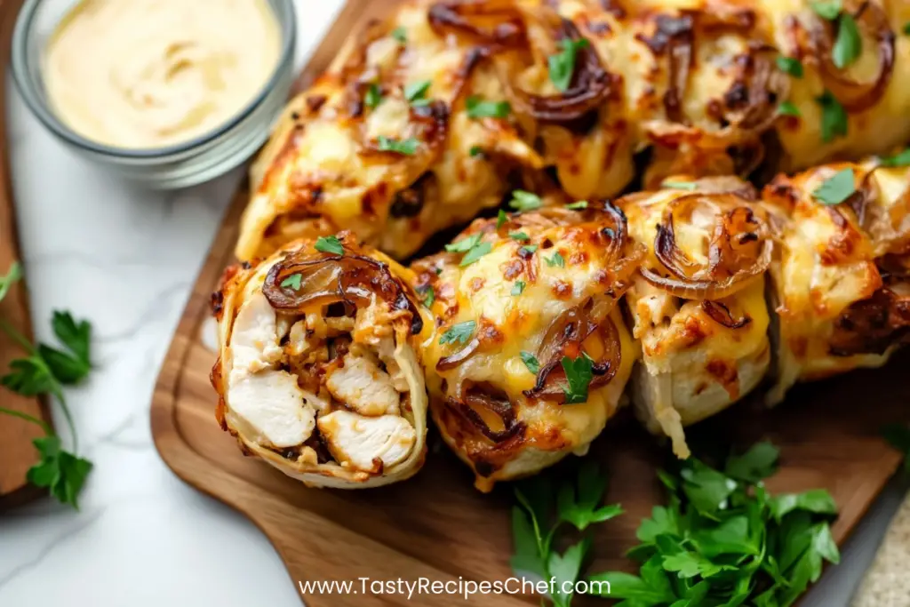 Cheesy Stuffed Chicken Rolls with Onions - Tasty Recipes Chef