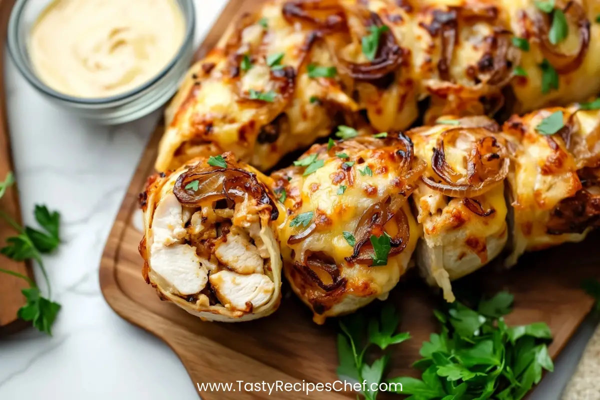 Cheesy Stuffed Chicken Rolls with Onions - Tasty Recipes Chef
