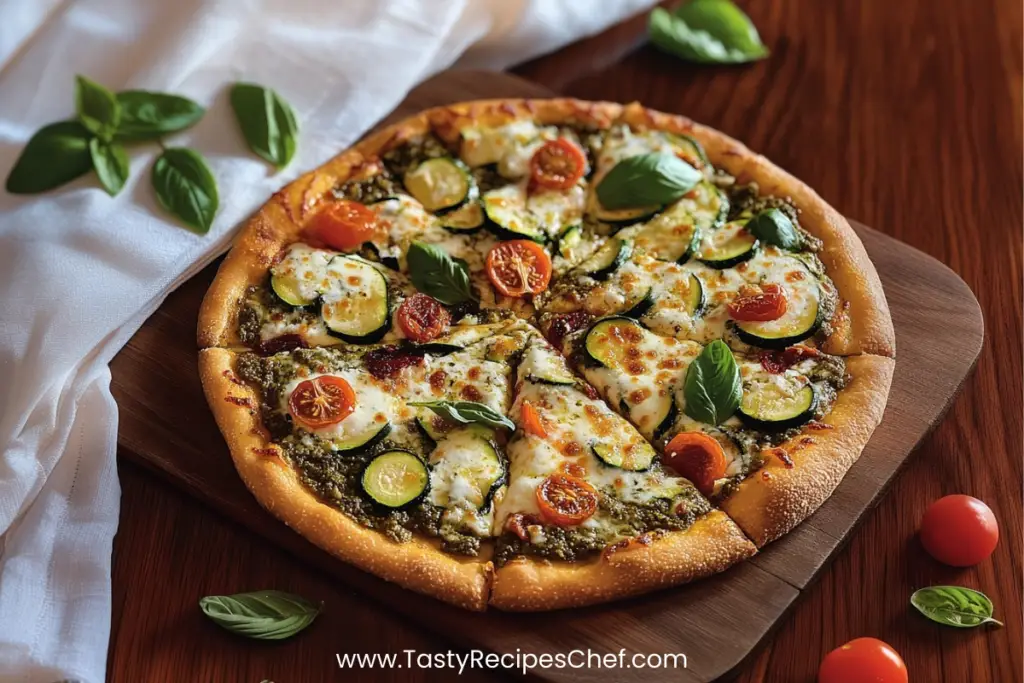 Garden Pizza With Sun-Dried Tomato Pesto - Tasty Recipes Chef