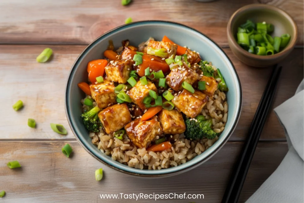 Stir-fried Tofu with Brown Rice - Tasty Recipes Chef