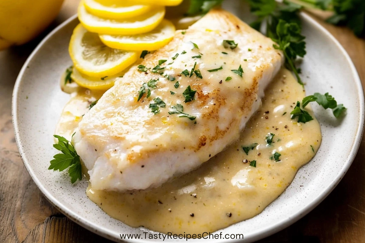 Baked Cod in Coconut Lemon Cream Sauce - Tasty Recipes Chef