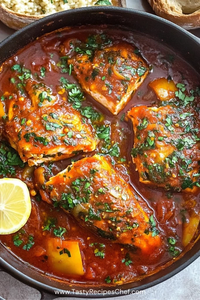 Spicy Moroccan Fish in Rich Sauce Recipe - Tasty Recipes Chef