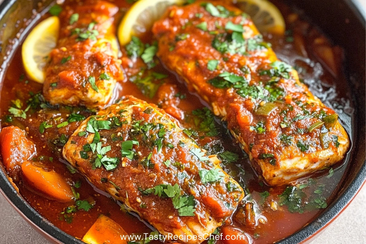 Spicy Moroccan Fish in Rich Sauce Recipe - Tasty Recipes Chef