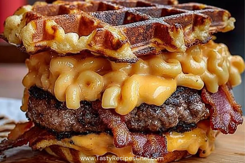 Mac 'N Cheese Waffle Burger Recipe - Tasty Recipes Chef