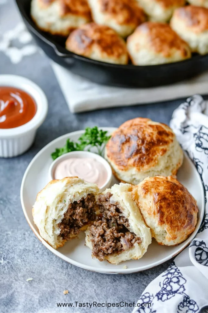 Cheesy Beef Biscuit Bombs - Tasty Recipes Chef
