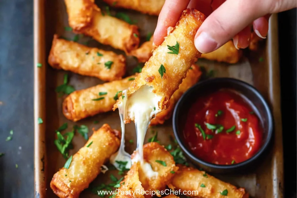 Wonton Mozzarella Sticks Recipe - Tasty Recipes Chef