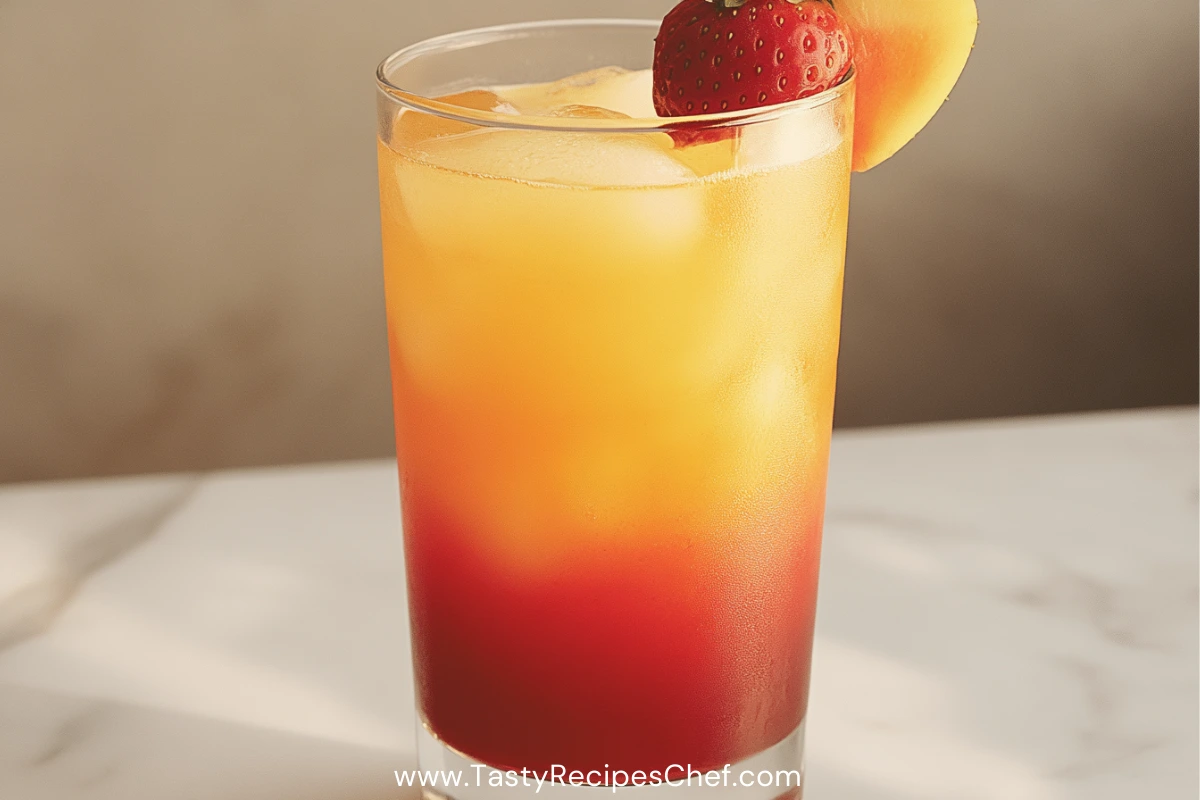 Strawberry Sunrise Mocktail Recipe - Tasty Recipes Chef