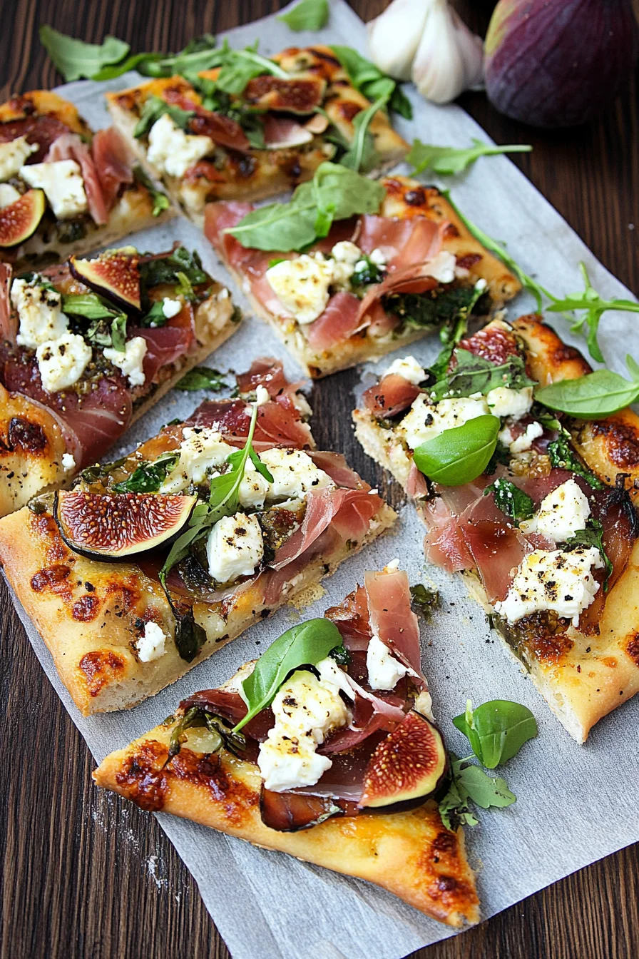 Fig Goat Cheese and Prosciutto Flatbread - Tasty Recipes Chef