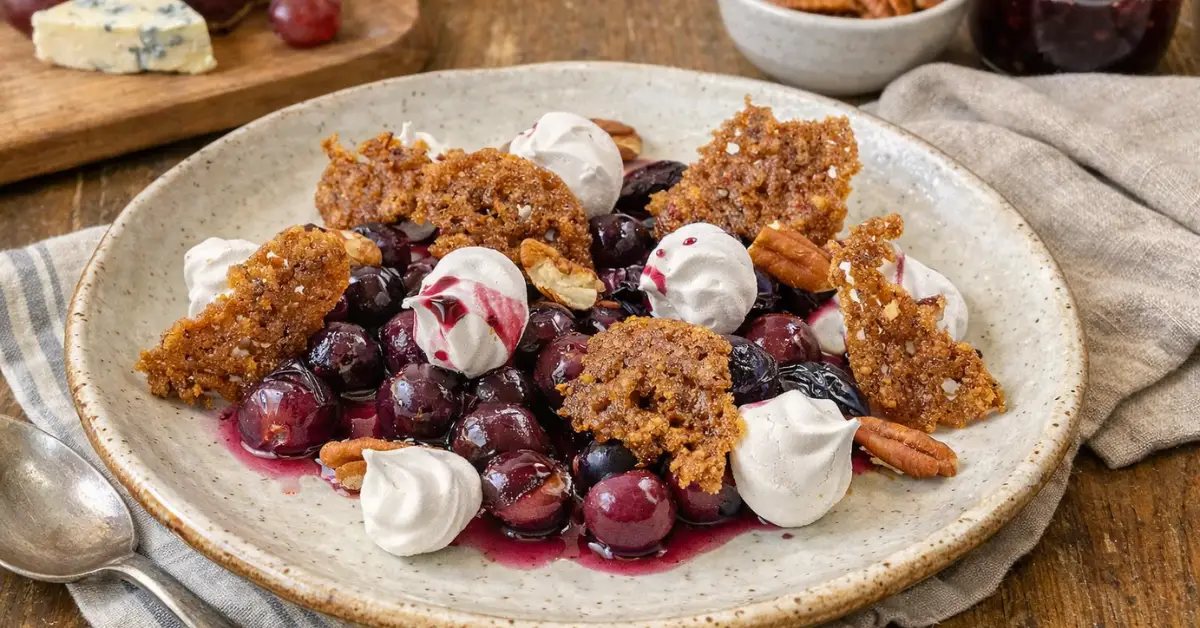 Sweet and Sour Warm Grapes with Mini Meringues - TRC