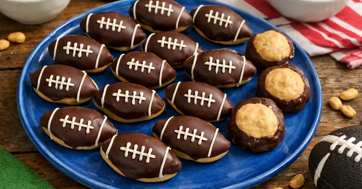 Chocolate Football Buckeyes - Super Bowl Dessert - TRC