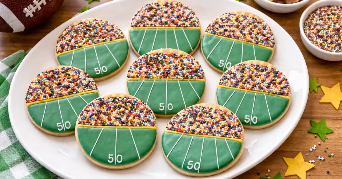 Foot Ball Stadium Sugar Cookies Recipe for Game Day Fun - TRC