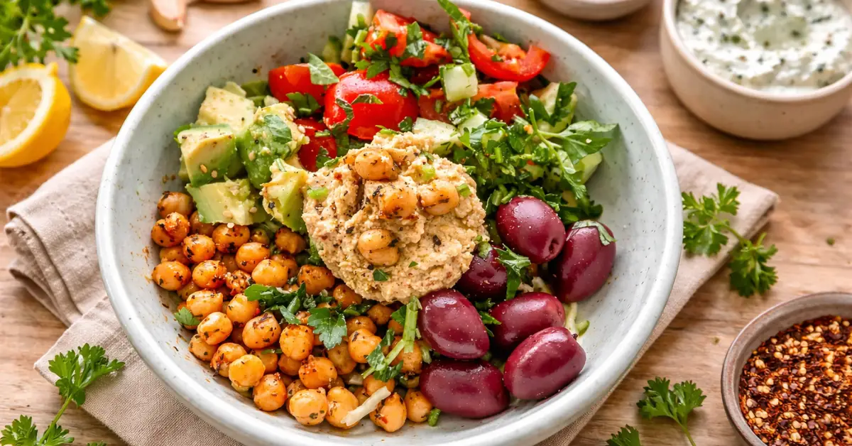 Spicy Mediterranean Lunch Bowl - Vibrant & Healthy - TRC
