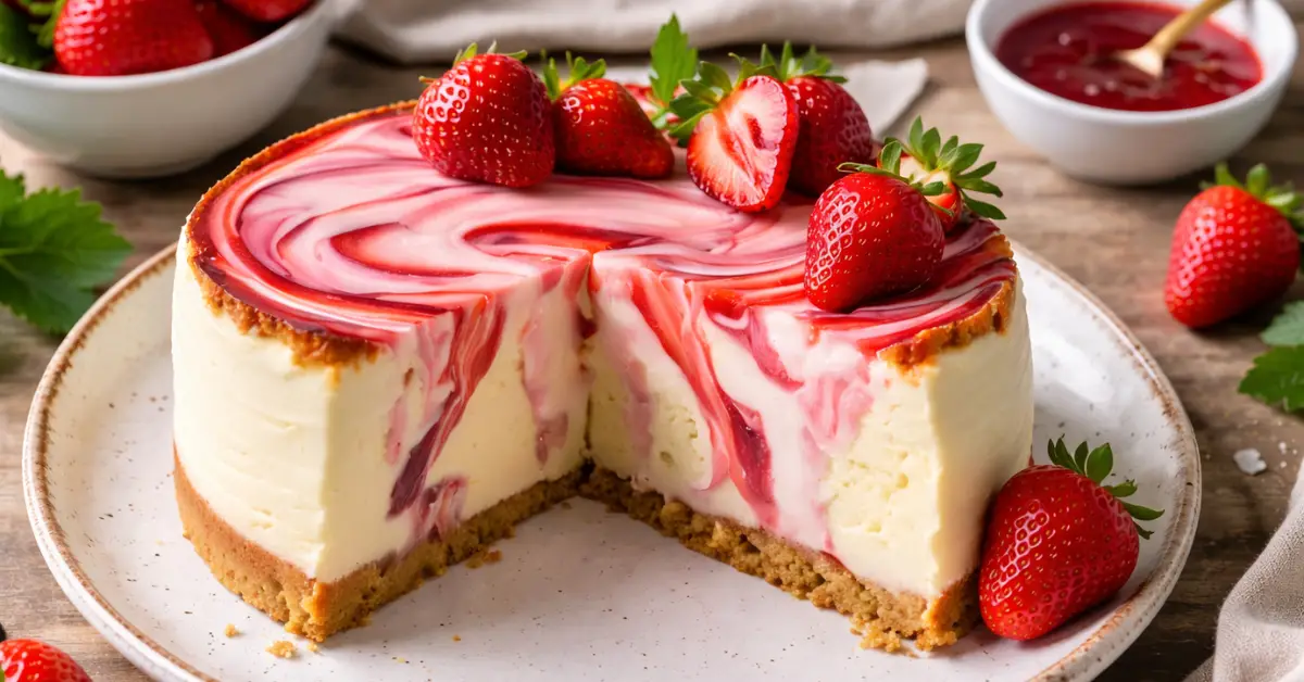 Strawberry Swirl Cheesecake Recipe – Creamy and Delicious