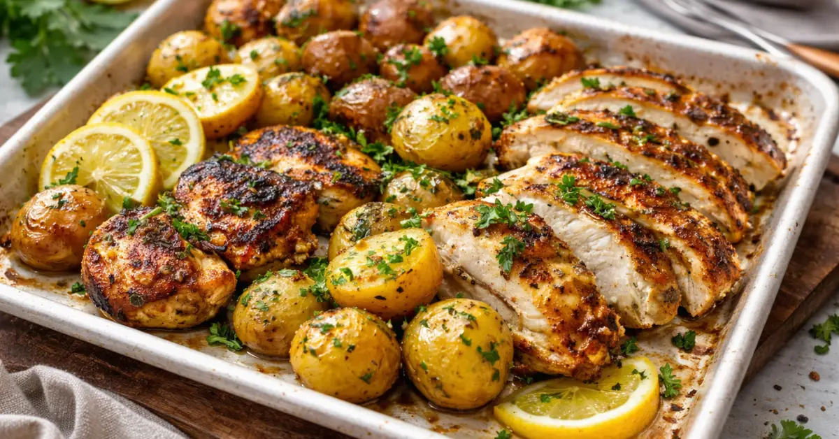 Sheet Pan Lemon Balsamic Chicken and Potatoes - TRC