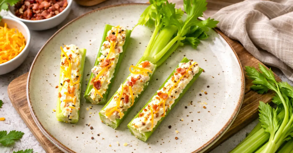Bacon and Cheese Stuffed Celery: Easy Low Carb Appetizer - TRC