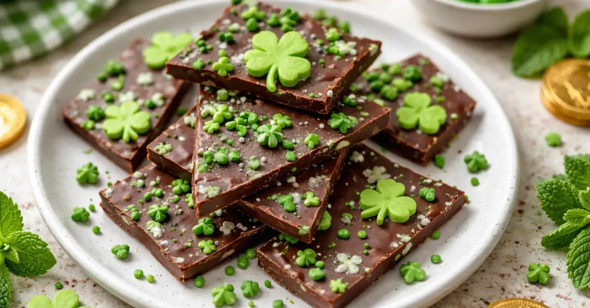 St. Patrick’s Day Chocolate Mint Shamrock Bark - No-Bake Dessert